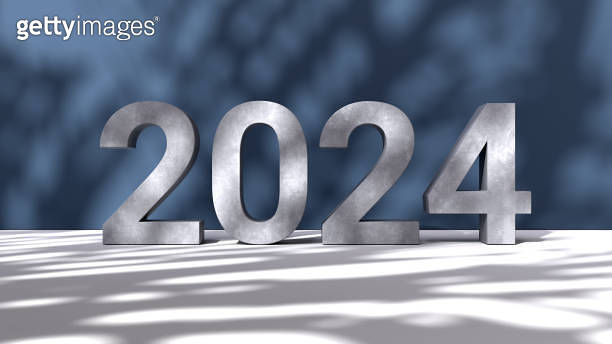 2024 3d number. 2024 concept with concrete number. 3d render ...