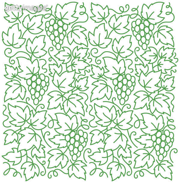 Grape vine pattern. Grape branches and leaves. Editable outline stroke ...