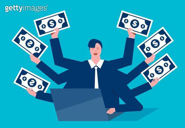 Busy working money making businessman, wealth management, financial ...