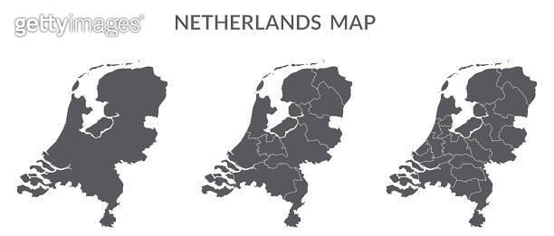 Netherlands map. Map of holland in set in grey color (1880602498) - 게티이미지뱅크