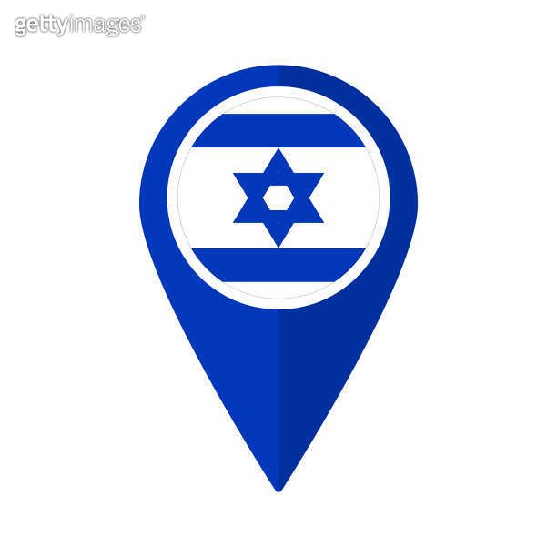 Flag of Israel flag on map pinpoint icon isolated blue color ...
