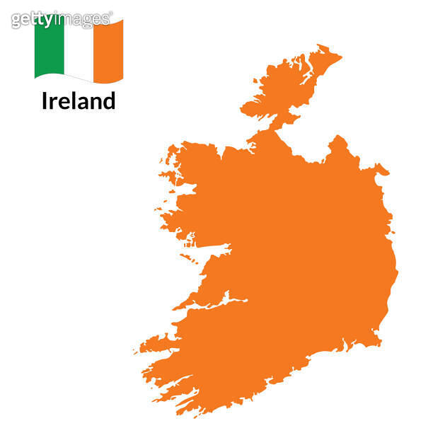 Map of Ireland with Ireland national flag (1776687131) - 게티이미지뱅크