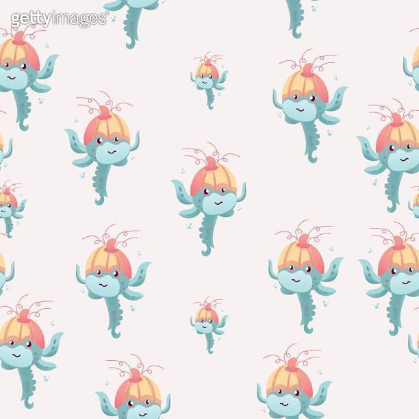 Pattern of cartoon monsters illustration sprite flat style. Happy and ...