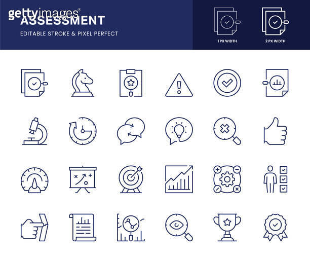 Assessment Line Icons. This icon set consists of Analyzing, Comparison ...