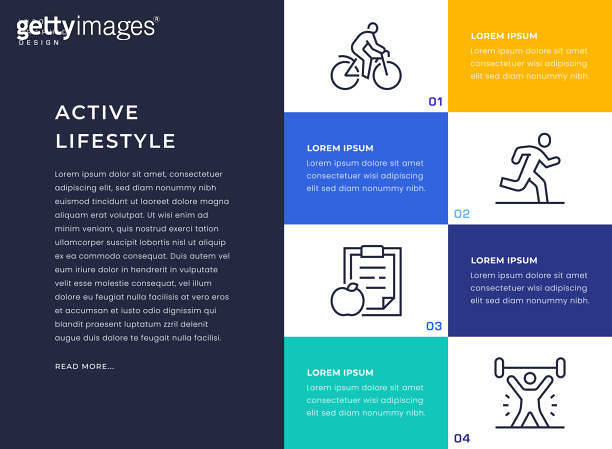 Active Lifestyle Infographic Template with line icons 이미지 (1474327731 ...