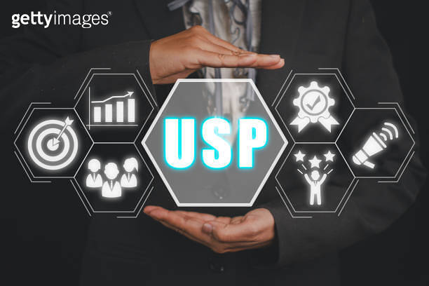 USP, Unique Selling Proposition concept, Business woman hand holding ...
