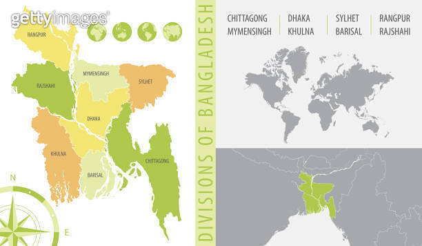 Detailed map of Bangladesh with administrative divisions of the country ...