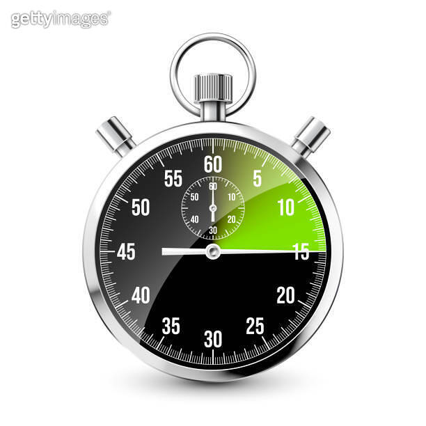 Realistic classic stopwatch. Shiny metal chronometer, time counter with ...
