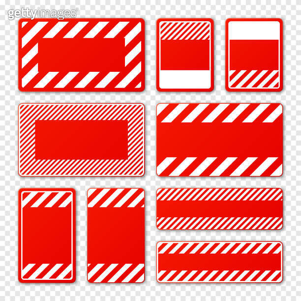 Various blank red warning signs with diagonal lines. Attention, danger ...