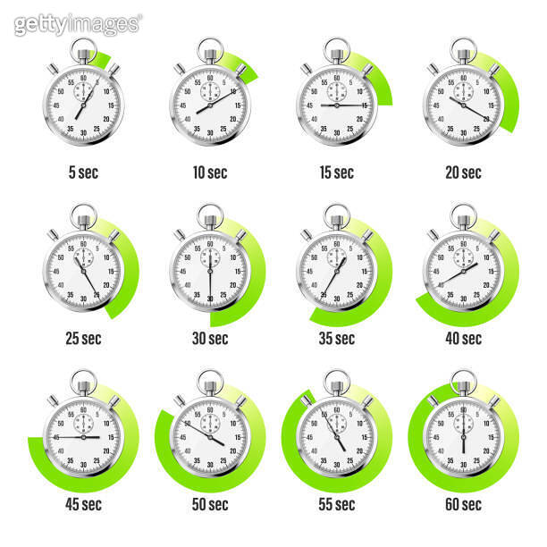 Realistic classic stopwatch. Shiny metal chronometer, time counter with ...