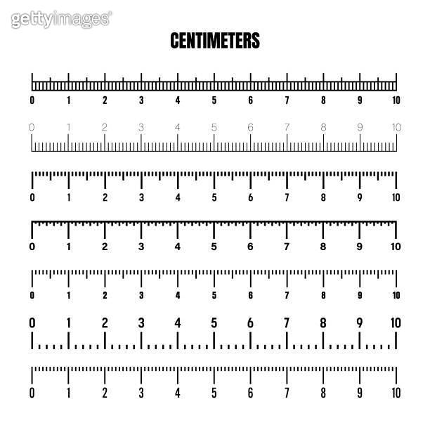 Realistic black centimeter scale for measuring length or height ...