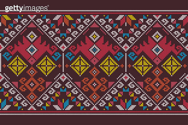 Yakan weaving inspired vector seamless long pattern - Filipino ...