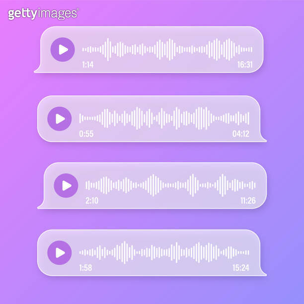 Voice, audio message, transparent speech bubbles. SMS text frame ...