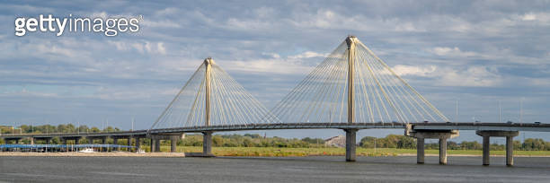 panorama of the Clark Bridge, a cable-stayed bridge across the ...