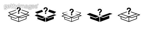 Set of box with question marks vector icons. Mystery, surprise or ...