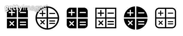 Set of calculator vector icons. Calculate signs. Plus, minus, multiply ...