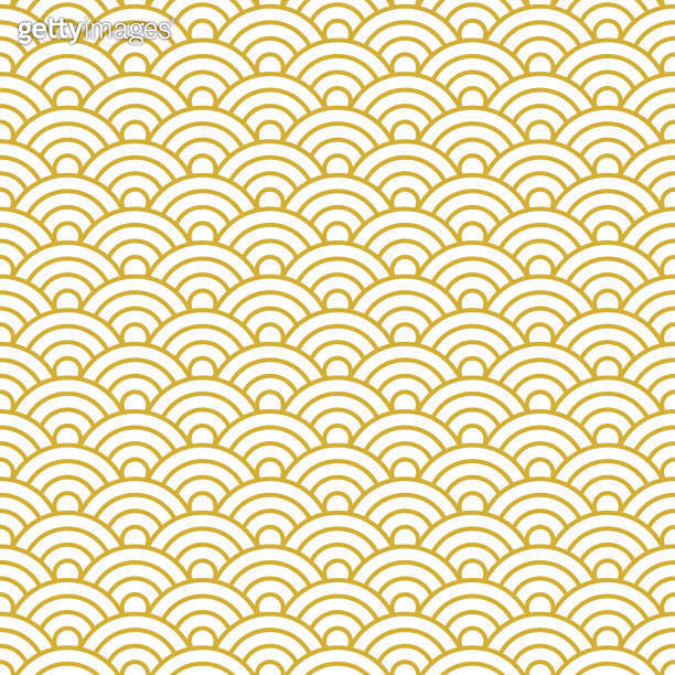 Japanese wave seamless pattern, overlapping circle ocean waves ...