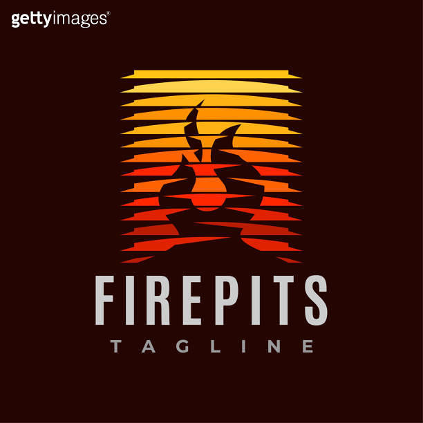 Colorful abstract fire pit symbol design template. Square flame line ...