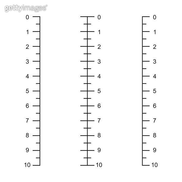 Set of vertical ruler scales with 10 cm markup. Measuring charts in ...