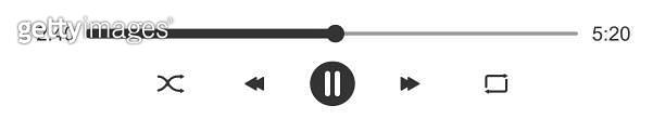 Audio or video player progress loading bar with time slider. Pause, shuffle, repeat, rewind and ...