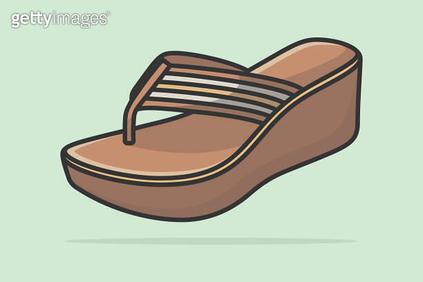 Glossy Bright Colorful Woman Slipper Shoe vector illustration. Beauty ...