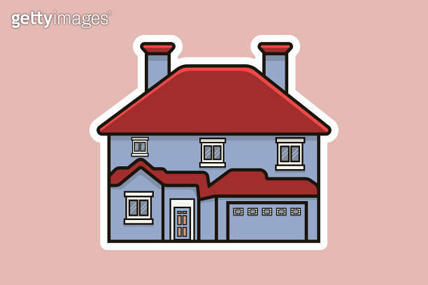 House Building Sticker vector illustration. Building and landmark ...