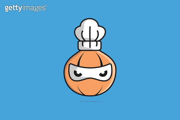 Onion Ninja with Chef Cooking Hat vector illustration. Food nature icon ...