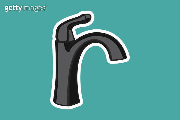 Steel Water Supply Faucets For Bathroom And Kitchen Sink Sticker vector ...
