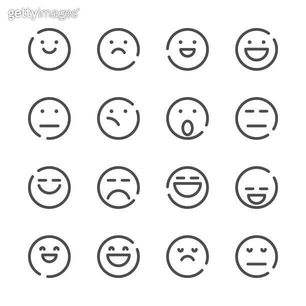 Emoticons line art collection 이미지 (1665004098) - 게티이미지뱅크