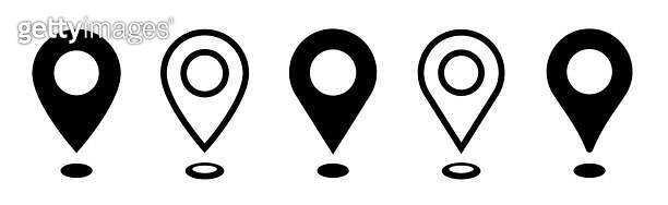 Map pin icons set. location pin simple vector icon. Modern map pointer ...