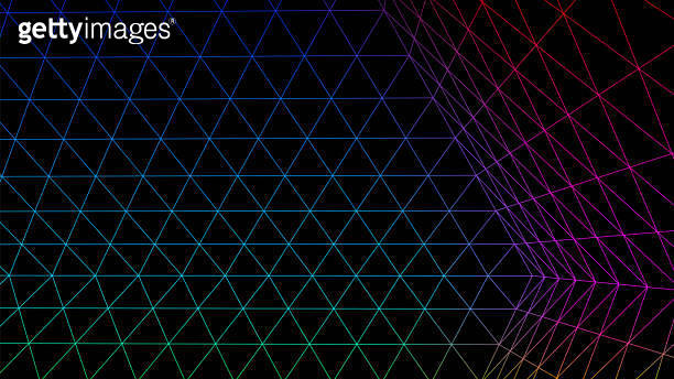 Geometric grid background with neon colored 80s styled mesh. Synthwave ...