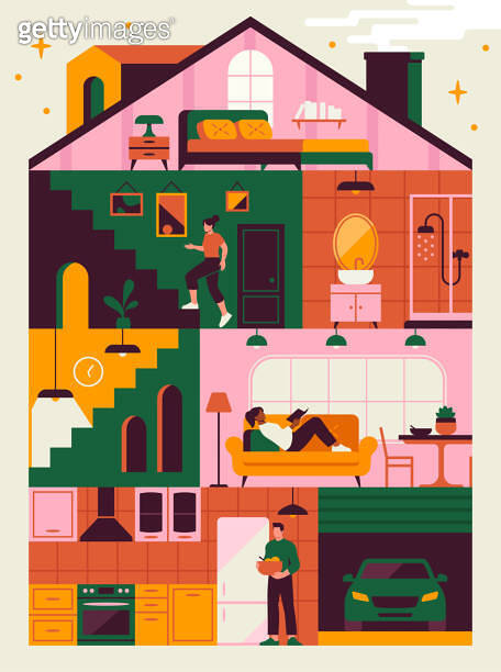 People at home poster vector 이미지 (1658304223) - 게티이미지뱅크