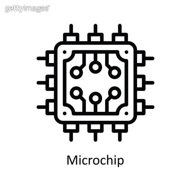 Microchip Vector Outline Icon Design Illustration Network And Communication Symbol On White