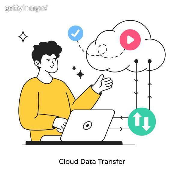 Cloud Data Transfer abstract concept vector in a flat style stock ...