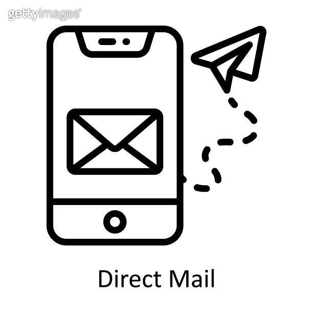 Direct Mail vector outline Design illustration. Symbol on White ...