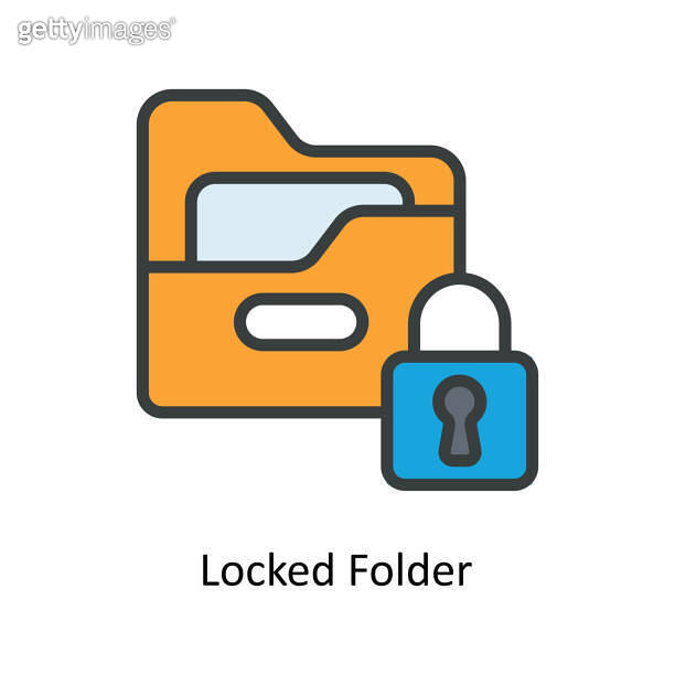 Locked Folder Vector Fill outline Icon Design illustration. Cyber ...