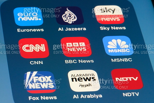 BBC NEWS, CNN, MSNBC, Euronews, Al Jazeera, Sky News, Fox News, Al Arabiya apps. Assorted news ...