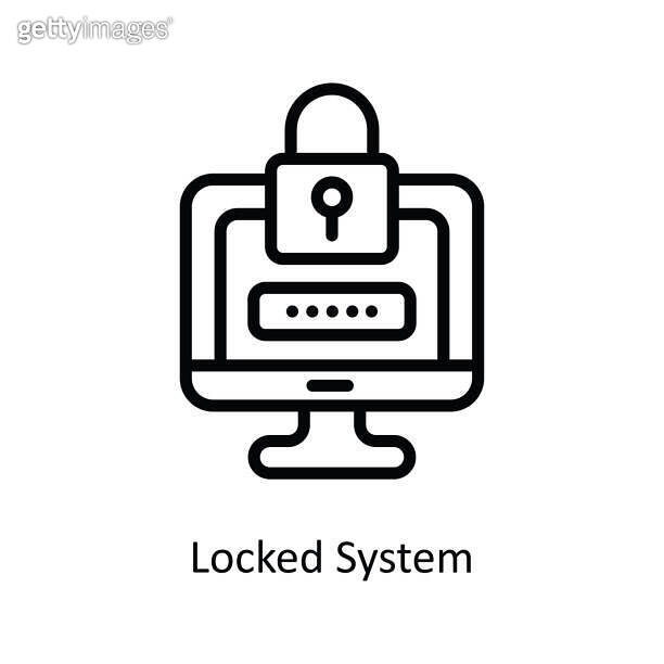 Locked System Vector outline Icon Design illustration. Cyber security ...