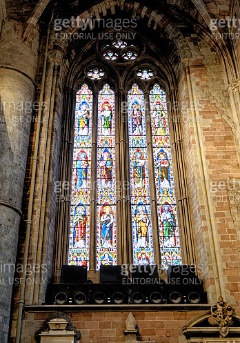 Stained glass window in Worcester Cathedral - England, United Kingdom ...