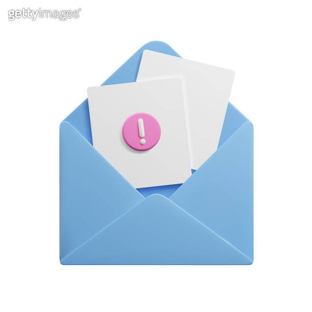 3D important message mail letter vector illustration. Cute open 3D ...