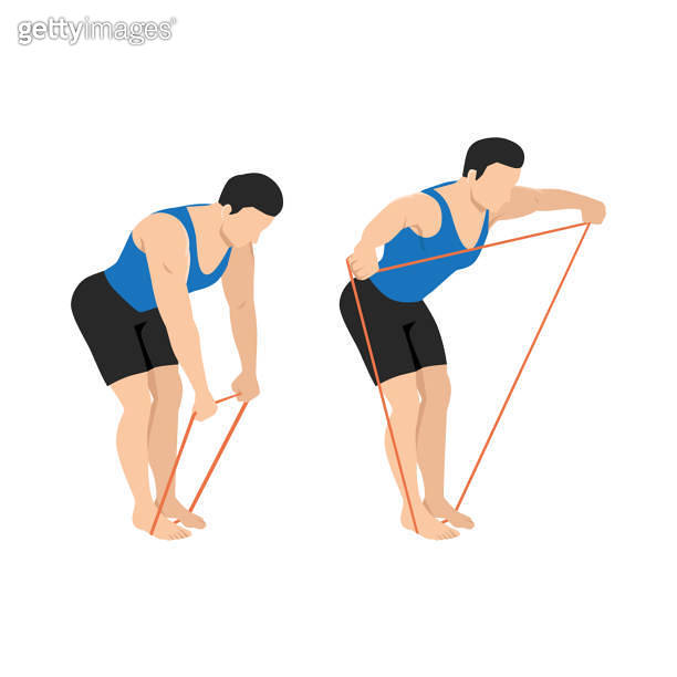 Man doing banded reverse lateral fly exercise. (1777793081) - 게티이미지뱅크