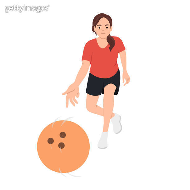 Pretty girl playing bowling front view with smile (1479283668) 일러스트, 무료 ...