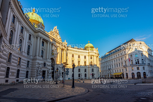 Hofburg palace on St. Michael square (Michaelerplatz) in Vienna ...