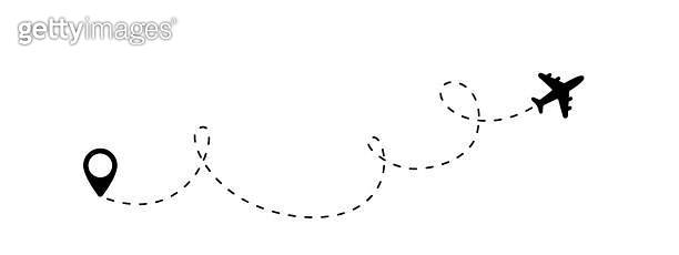 Plane with line and blank for text. Continuous one line drawing ...