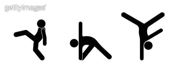 aerobics icon, people doing gymnastics, stick figure human poses ...