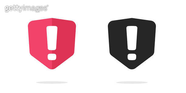 Shield exclamation alert icon vector simple silhouette graphic, safety ...