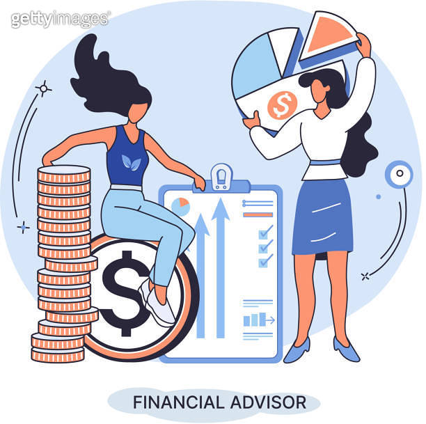 Financial advisor giving advice on investment money market analysis ...