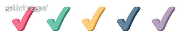 Check mark 3d icon tick vector graphic element set, checkmark right ...