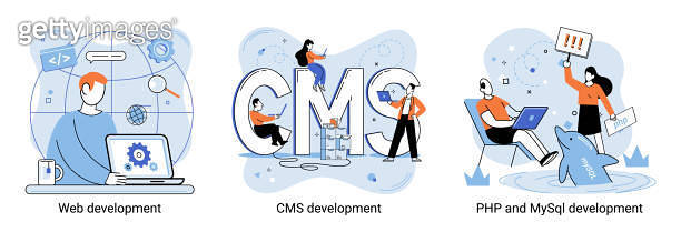 Website architecture concepts. Web development, PHP, MySQL, CMS ...