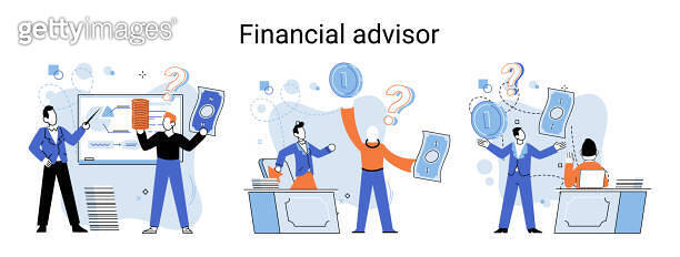 Financial advisor giving advice on investment money market analysis ...
